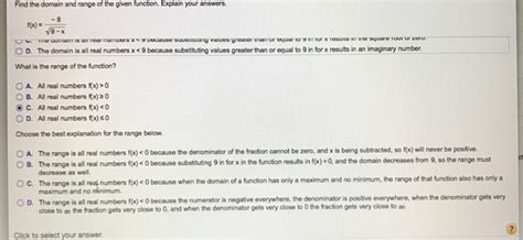 Solved Find The Domain And Range Of The Given Function