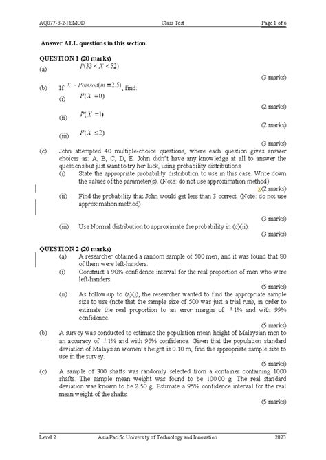 Class Testq Test Exercise Answer All Questions In This Section Class Testq Test Exercise Answer All Questions In This Section