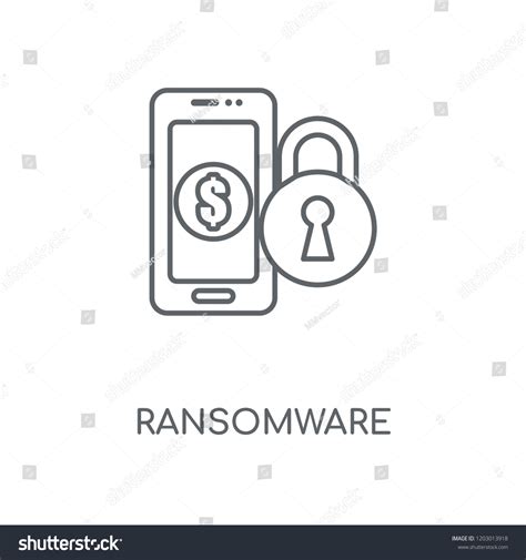 Ransomware Linear Icon Ransomware Concept Stroke Stock Vector Royalty