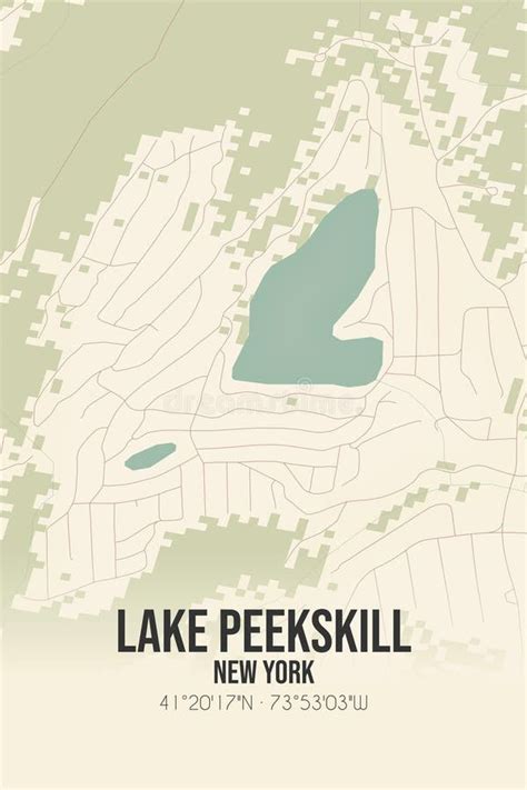 Retro Us Map Of Lake Peekskill New York Vintage Street Map Stock Illustration Illustration