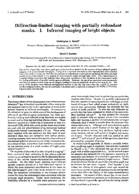 Pdf Diffraction Limited Imaging With Partially Redundant Masks I Infrared Imaging Of Bright