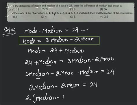 If The Difference Of Mode And Median Of A Data Is 24 Then Find The Diffe