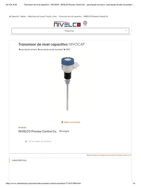 Sensor De Nivel Capacitivo Pdf Líquidos Agua