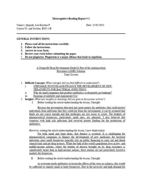 metacognitive reading report revised pdf antimicrobial resistance