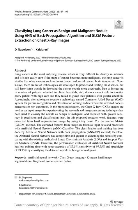 Classifying Lung Cancer As Benign And Malignant Nodule Using Ann Of Back Propagation Algorithm