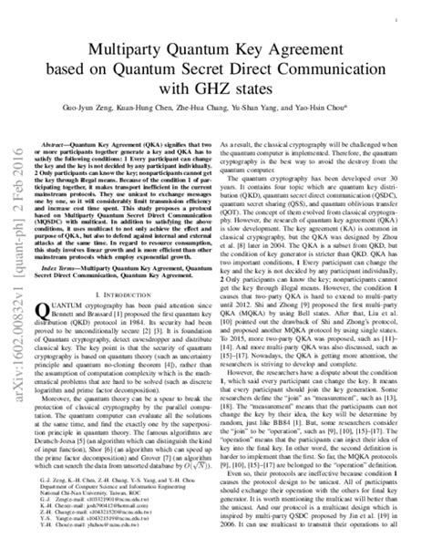 Pdf Multiparty Quantum Key Agreement Based On Quantum Secret Direct Communication With Ghz States
