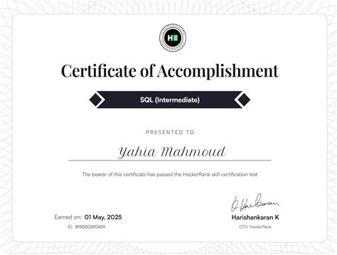 Sql Hackerrank Datadriven Growthmindset Backenddeveloper Yahia