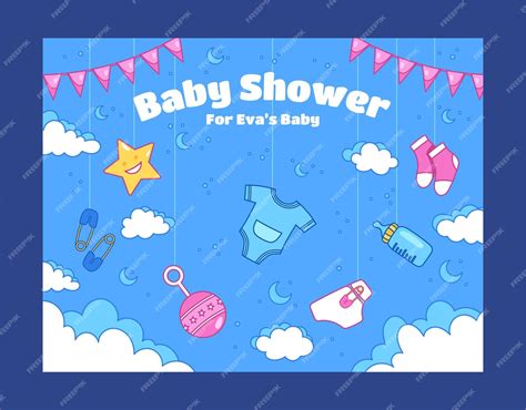 손으로 그린 베이비 샤워 템플릿 무료 벡터
