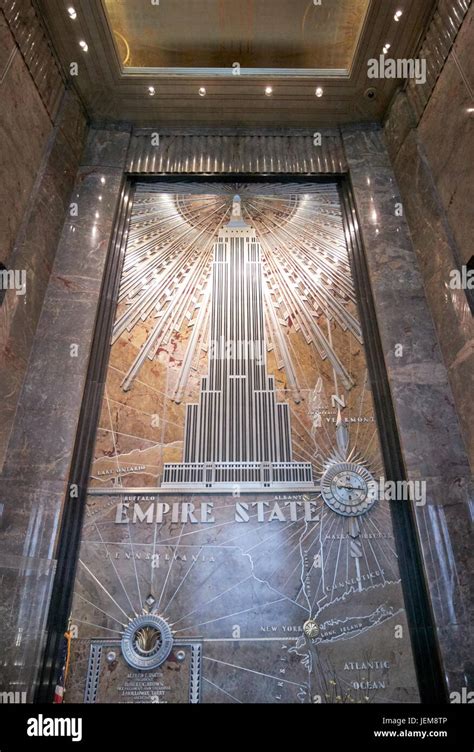 Lobby Foyer Mosaic Of The Empire State Building New York City Usa Stock