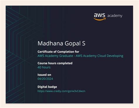 Madhana Gopal S On Linkedin Aws Clouddeveloping Continuouslearning