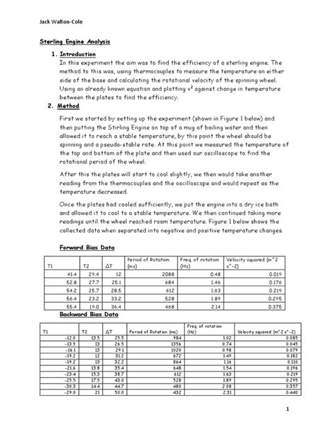 Stirling Engine Efficiency Lab Report Pdf Friction Temperature