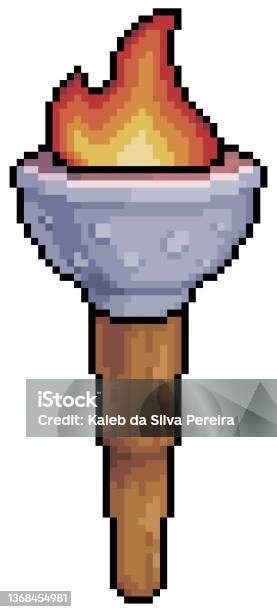 Ikon Obor Api Seni Pixel Untuk Game 8bit Ilustrasi Stok Unduh Gambar Sekarang Pixelated Api