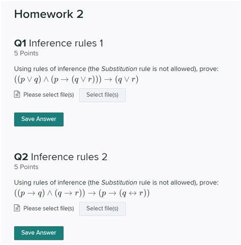 Solved Homework Q Inference Rules Points Using Rules Chegg