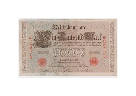 Nemacka 1000 Maraka 1910 Crveni Serijski Broj 22756967