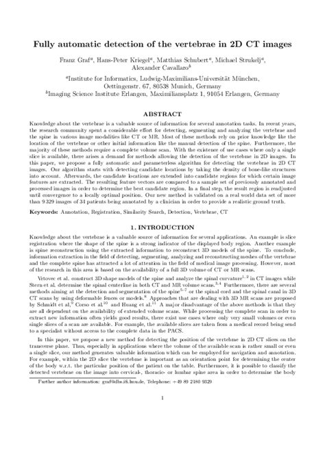 Pdf Automatic Vertebrae Detection In 2d Ct Images