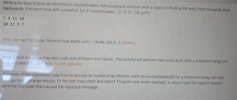solved write a for loop to print all elements in