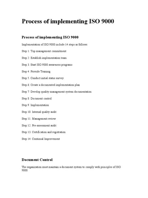 Process Of Implementing Iso 9000 Pdf Iso 9000 Quality Management