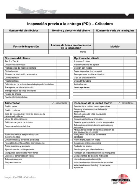 9 8 2013 Pdi Checklist Screen Es Pdf Rodamiento Mecánico Vehículos Terrestres