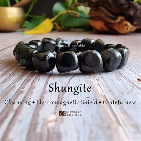 Shungite Bracelet Tumbled Stone Jewelry Energy Balance Healing Stone
