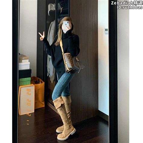 羊皮版~復古西部牛仔靴女絨面兩穿高筒靴粗跟棕色美拉德過膝長靴 露天市集 全台最大的網路購物市集