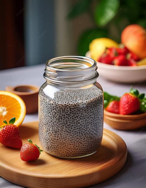 Chia Seed Pudding In A Jar Background Wallpaper Image For Free Download
