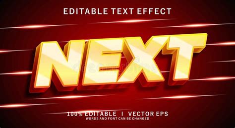 Next 3d Vector Text Effect With Modern Style Design Stock Vector