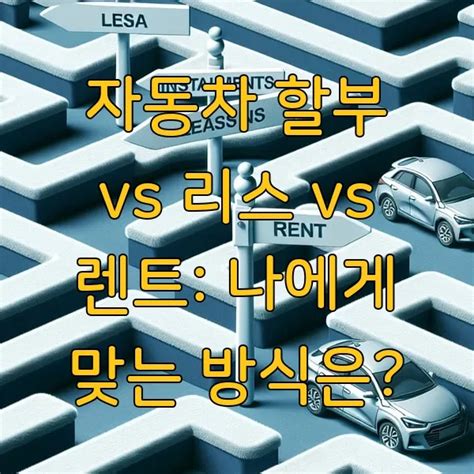 자동차 할부 Vs 리스 Vs 렌트 나에게 맞는 방식은