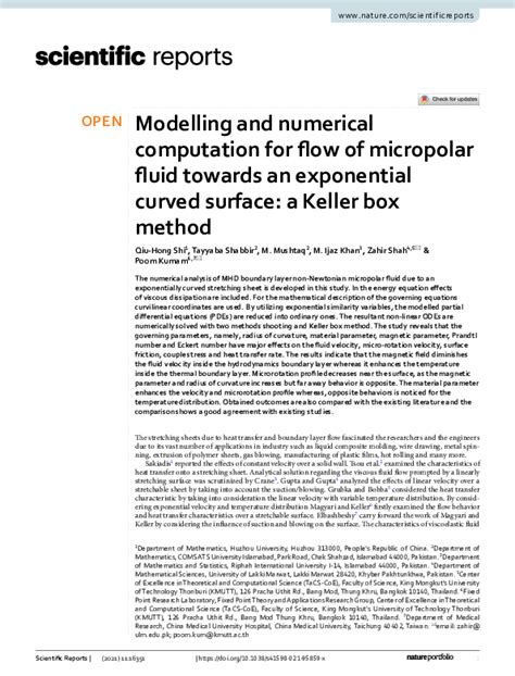 Pdf Modelling And Numerical Computation For Flow Of Micropolar Fluid Towards An Exponential