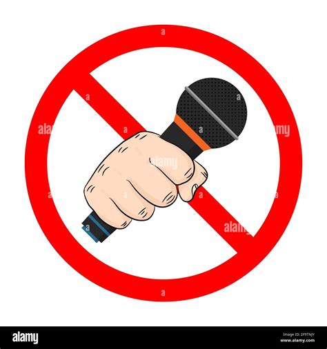 No Mic Allowed Mic Ban Icon Microphone Is Prohibited Stop Or Ban Red