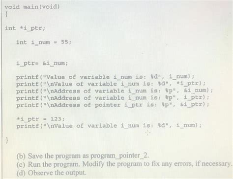 Solved Void Mainvoid Int Iptr Int I Num 55 Iptr