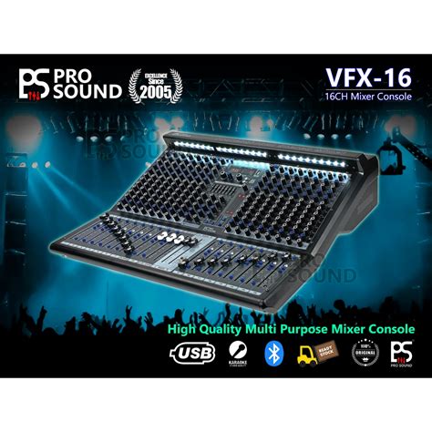 Ps Pro Sound Vfx 16 16ch Mixer Console 380dsp Echo Effects 7 Aux Out