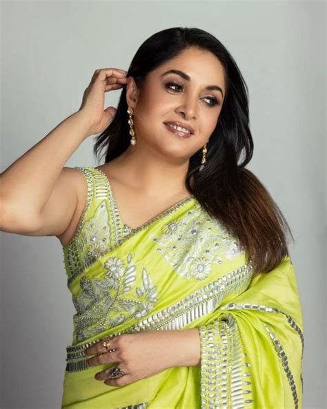 Ramya Krishnan Exudes Elegance And Beauty In A Green Silk Saree
