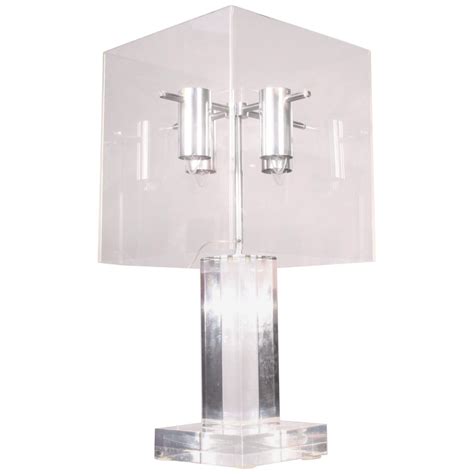 Table Lamp In Metal Chromed And Yellow Plexiglass From Last 1970 Period
