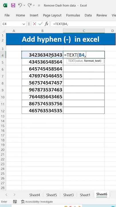 Quickly Add Dash In Excel 🔥 How To Insert Dashes Exceltutorial Exceltips Short
