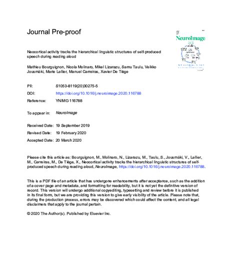 Pdf Neocortical Activity Tracks The Hierarchical Linguistic Structures Of Self Produced Speech
