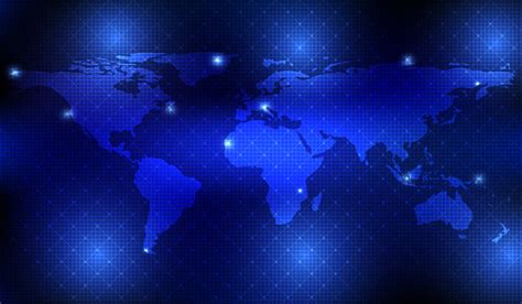 미래 그리드 벡터 배경에 대한 세계지도 기술 블루 추상 글로우 하이테크 디지털 도트 위치 컨셉 일러스트 레이 션 디자인 네트워크