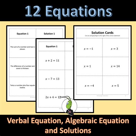 Solving Equations Sorting Activity Verbal Equations And Algebraic Equations Made By Teachers