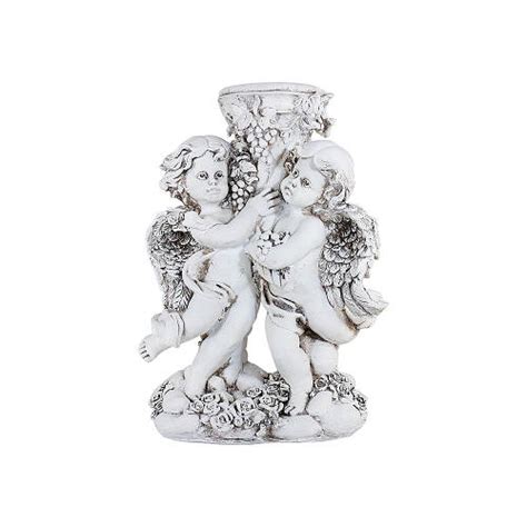 Купити Садова фігура скульптури для саду Пара ангелів свічник СП506 3 бежі статуя ціна 830 грн