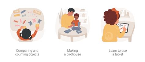 Gambar Pengembangan Keterampilan Kognitif Dalam Set Ilustrasi Vektor Kartun Terisolasi