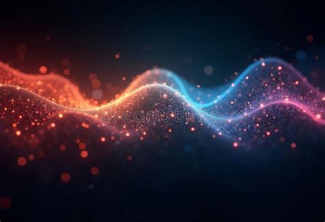 Abstract Red Blue Glowing Particle Waves Background Image Stock Illustration Illustration Of