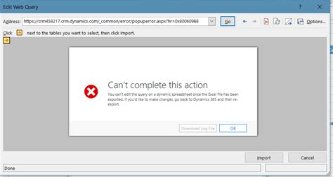 Error Connecting To Dynamics 365 From Excel Cannot Download The