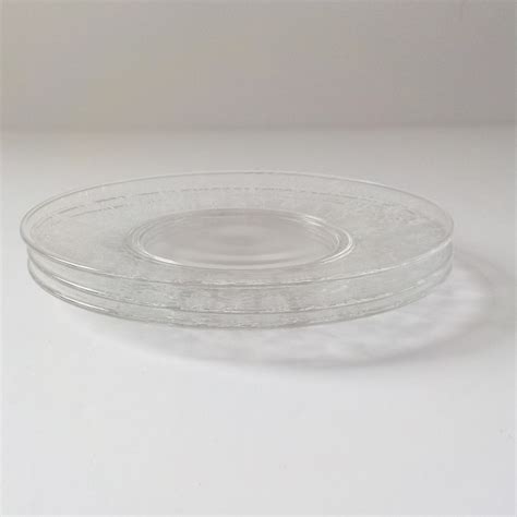 Vintage Etched Clear Glass Plate Set Of 3 Etsy