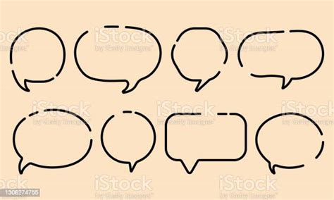말하기 거품 텍스트 채팅 상자 메시지 상자 개요 만화 벡터 일러스트 디자인의 집합 사고 기호 기호의 풍선 낙서 스타일 Brand Name Online Messaging