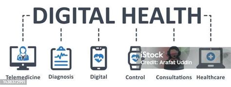 디지털 건강 아이콘벡터 일러스트 레이 션입니다 디지털 건강 의료 건강 관리 원격 의료 진단 전자 건강 인포 그래픽 서식 파일 프리젠 테이션 개념 배너 픽토그램 아이콘 세트