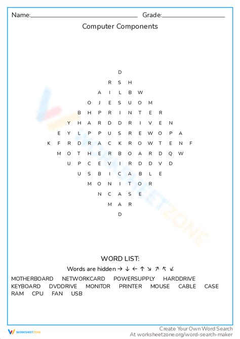Computer Components Worksheet