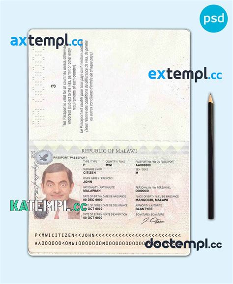 Sample Malawi Passport Template In Word And Pdf Format Fully Editable