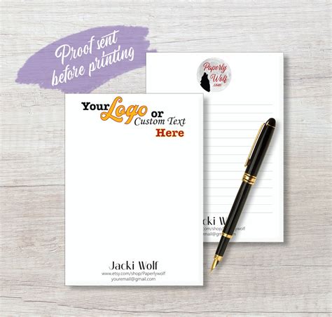 Custom Business Notepad With Your Logo Andor Text Personalized