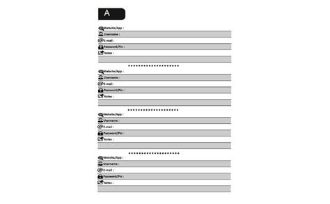 Internet Password Book Large Pages 85x11 Address With Alphabetic Tabs Webpass Assia