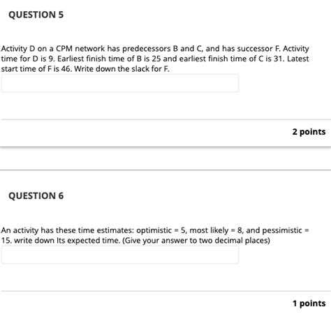 Solved QUESTION Activity D On A CPM Network Has Chegg Com