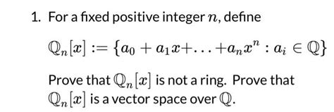 Solved For A Fixed Positive Integer N Define Chegg
